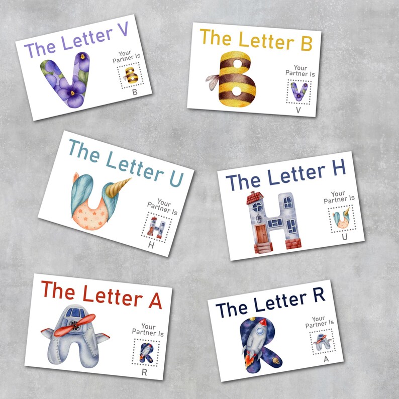 Alphabet Classroom Partner Cards: 13 Pairs (printable PDF) - Etsy