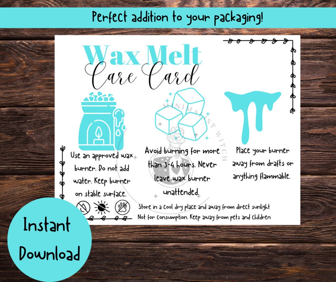 Wax Melt Care Card, Printable Instructions, Digital Download - Etsy