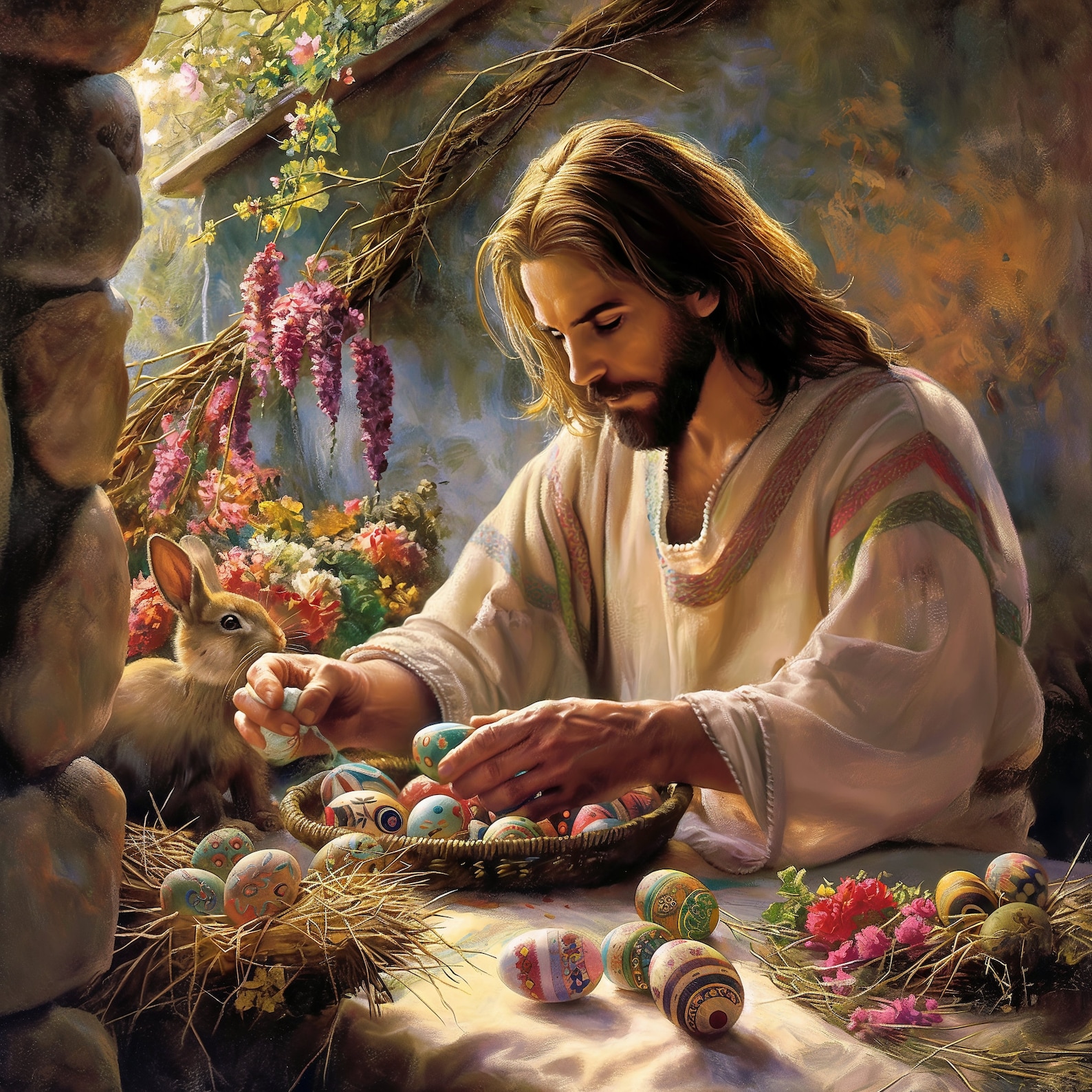 Printable Easter Cards, Jesus and the Easter Bunny Dying Easter Eggs ...