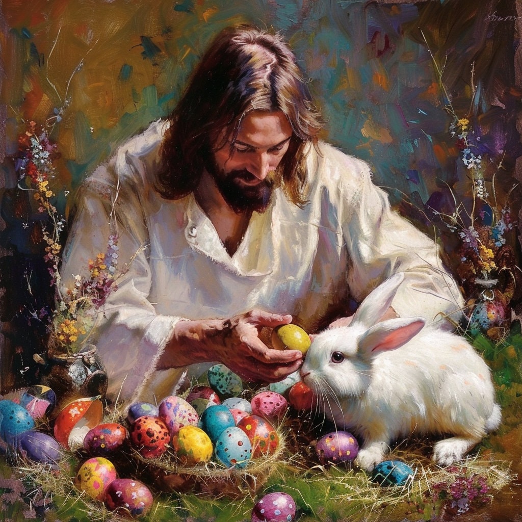 Printable Easter Cards, Jesus and the Easter Bunny Dying Easter Eggs ...