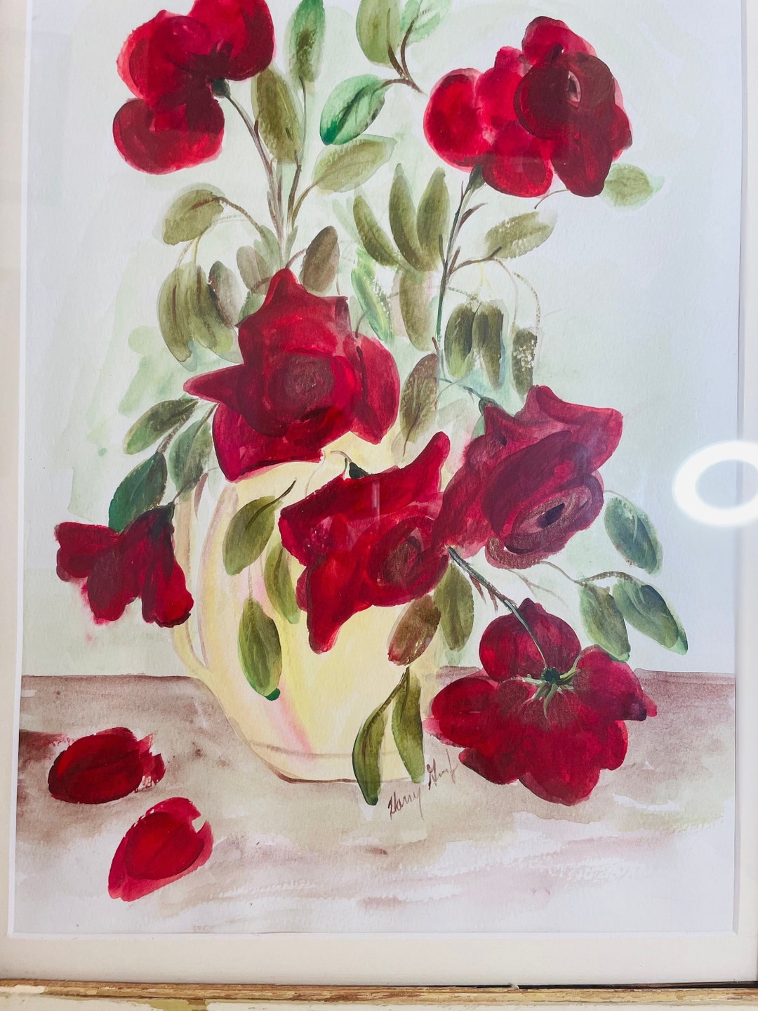 Vibrant, Moody Red Watercolor Roses. Gorgeous Original Art & Primitive ...