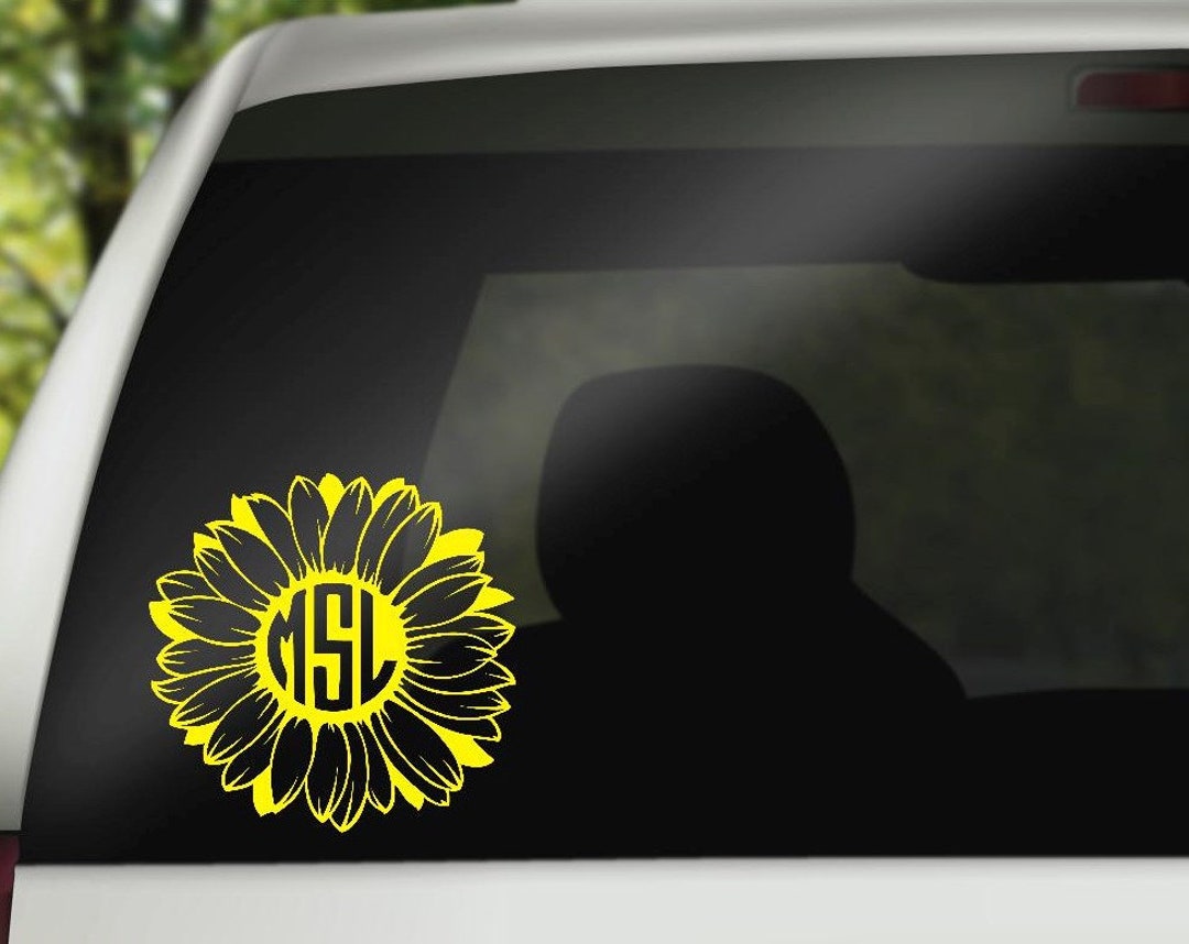 Sunflower Monogram Decal - Etsy