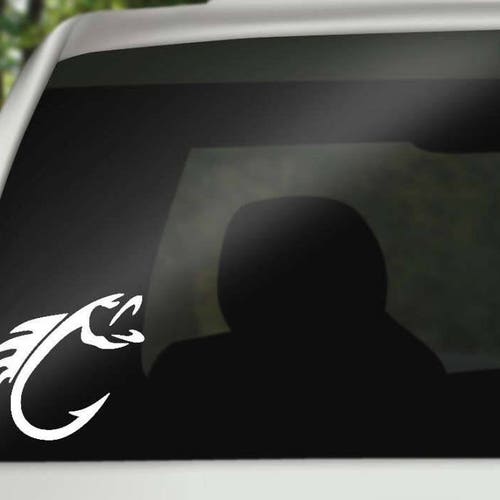 Fish Shaped Barbed Fishing Hook Vinyl Decal Car Window Bumper | Etsy