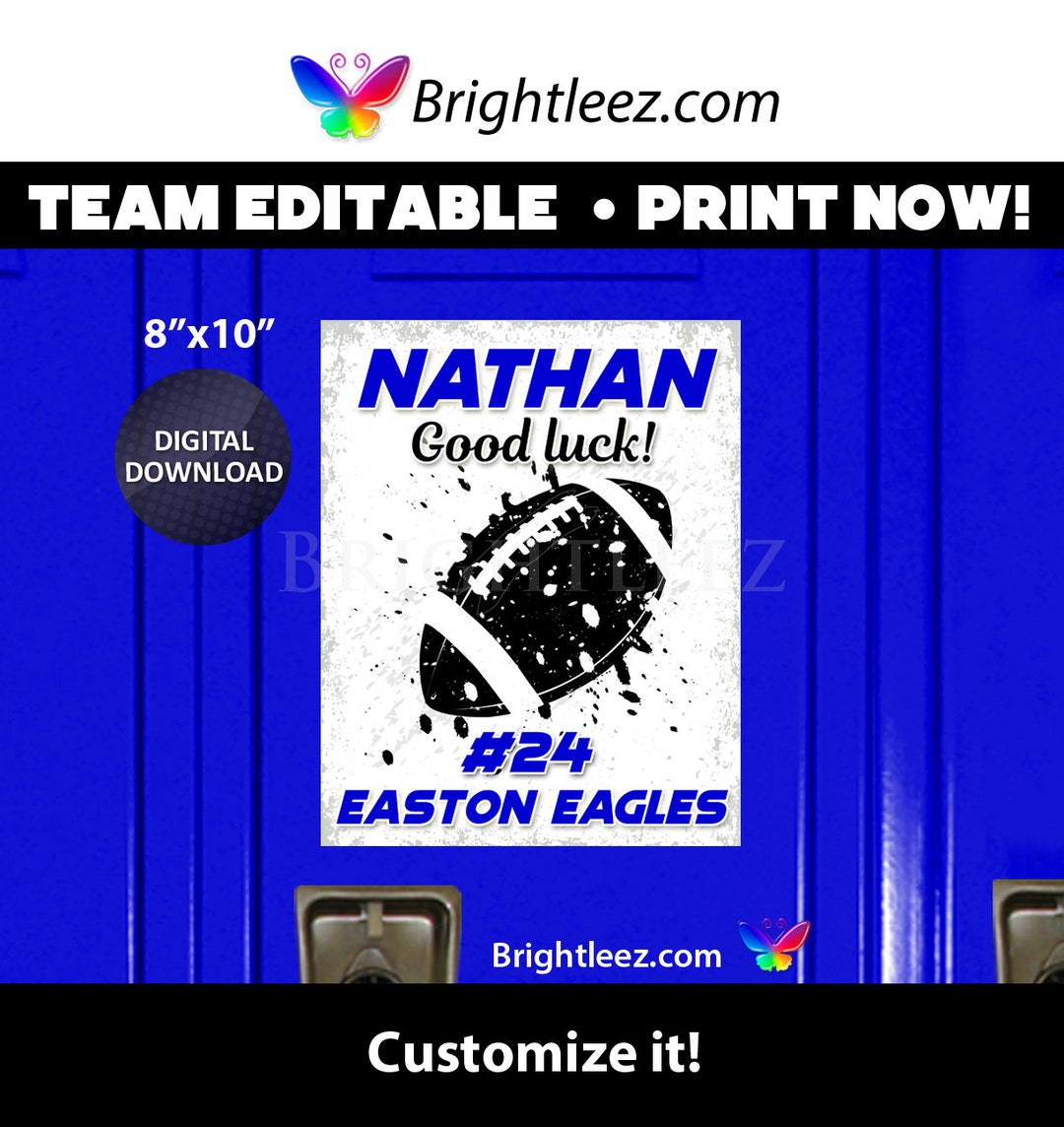 Personalized Football Poster, Locker Sign and Hotel Door Sign in Grunge ...