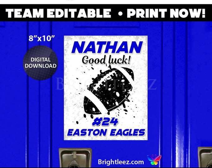 Personalized Football Poster, Locker Sign and Hotel Door Sign in Grunge ...