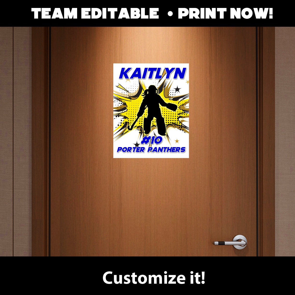 Field Hockey Goalie Poster Locker Sign and Hotel Door Sign - Etsy