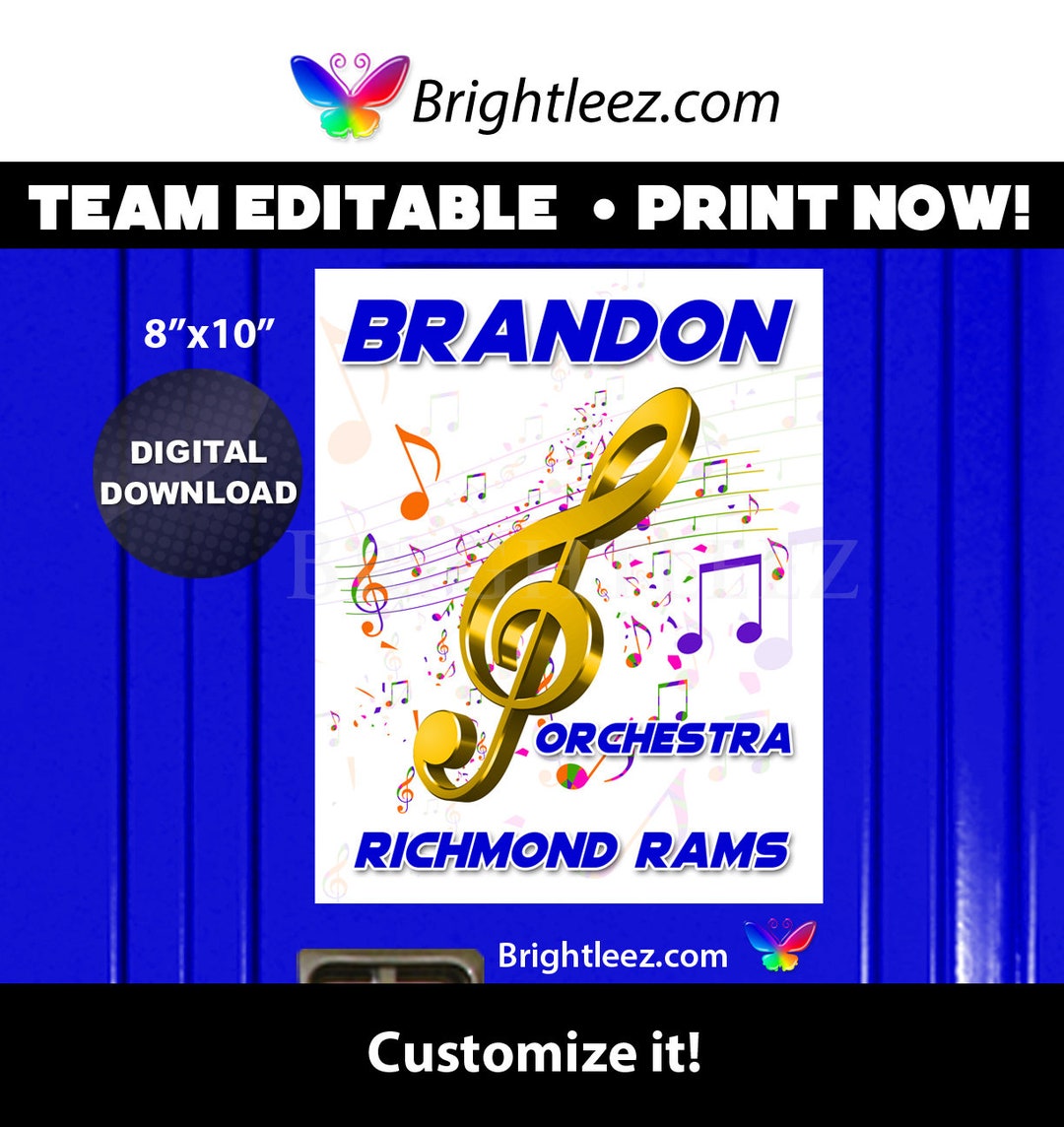 Music, Band, Choir and Orchestra Editable Locker and Hotel Door Sign ...