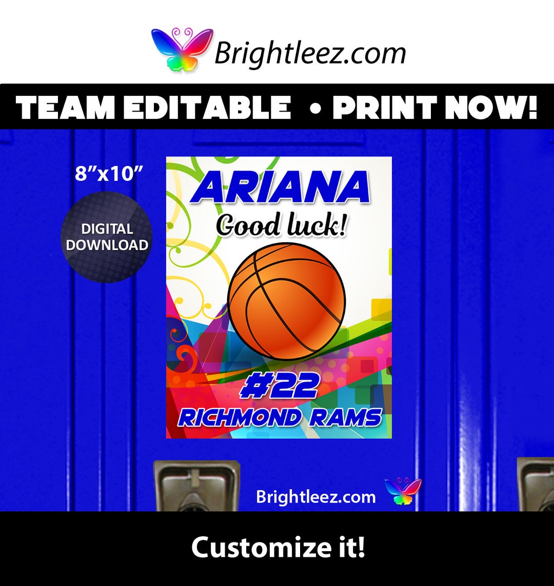 Personalized Basketball Poster, Locker Sign and Hotel Door Sign With ...