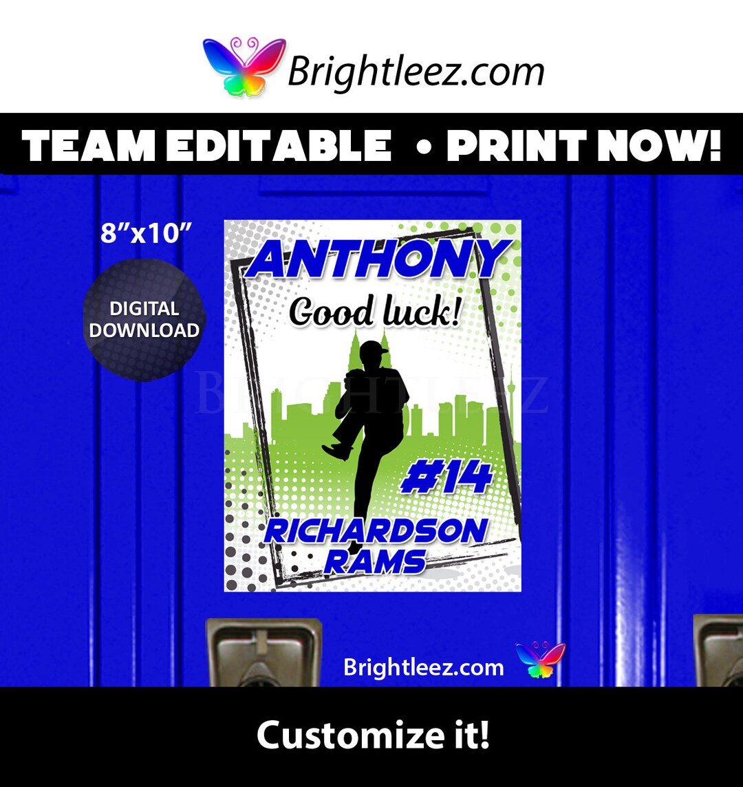 Personalized Baseball Poster, Locker Sign and Hotel Door Sign With ...