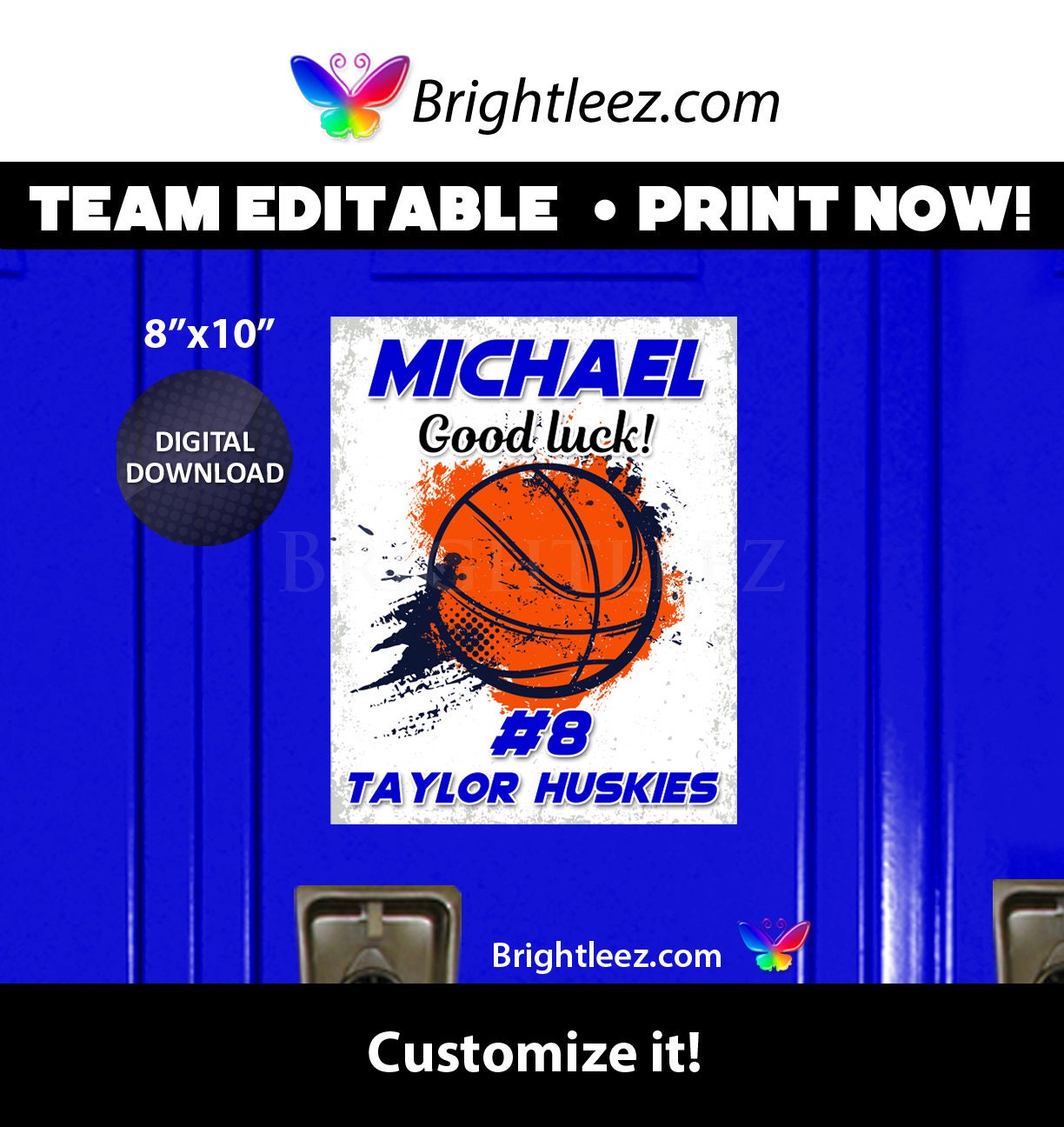 Personalized Basketball Poster, Locker Sign and Hotel Door Sign in ...