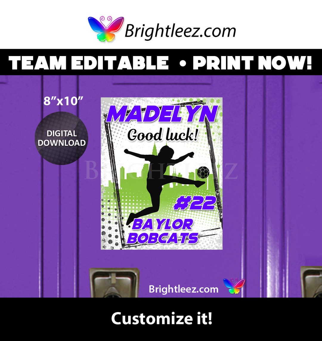 Personalized Soccer Locker Sign and Hotel Door Sign in Player in Girl ...