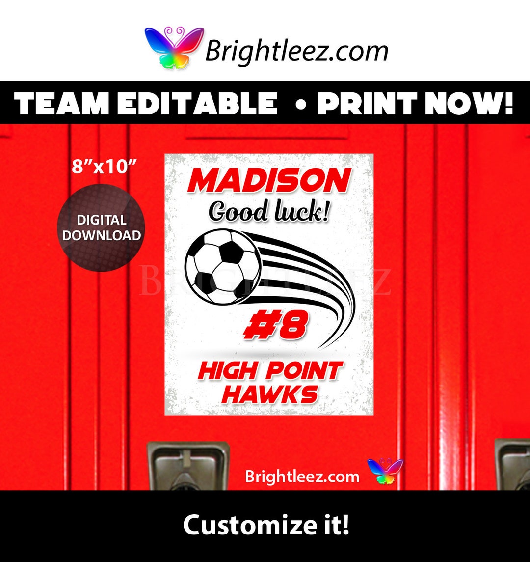 Personalized Soccer Locker Sign and Hotel Door Sign With Ball in Grunge ...