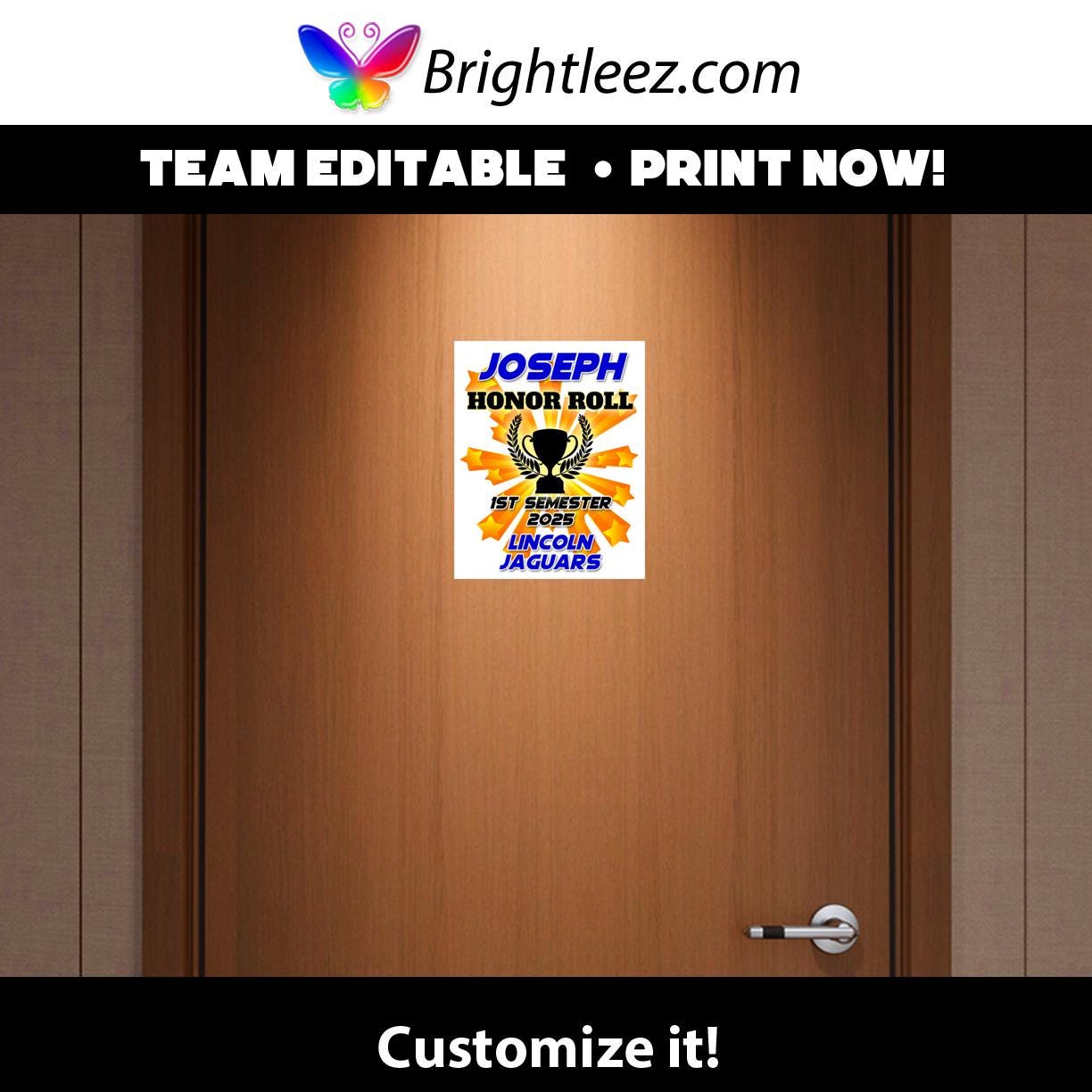 Personalized Honor Roll Poster, Locker Sign and Hotel Door Sign With ...