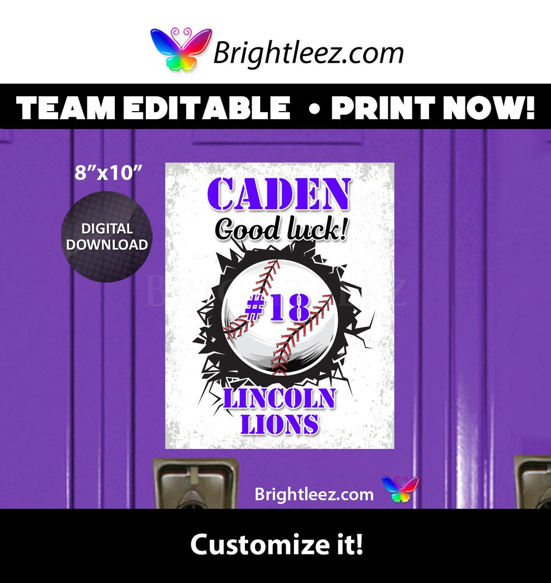 Personalized Baseball Locker Sign and Hotel Door Sign in Sketch Grunge ...