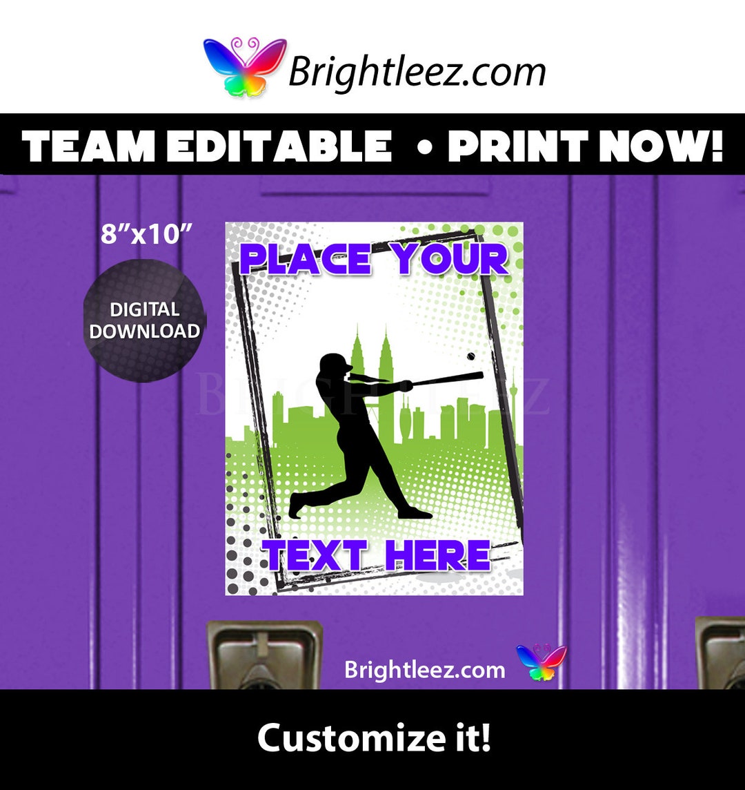Personalized Baseball Poster, Locker Sign and Hotel Door Sign With ...