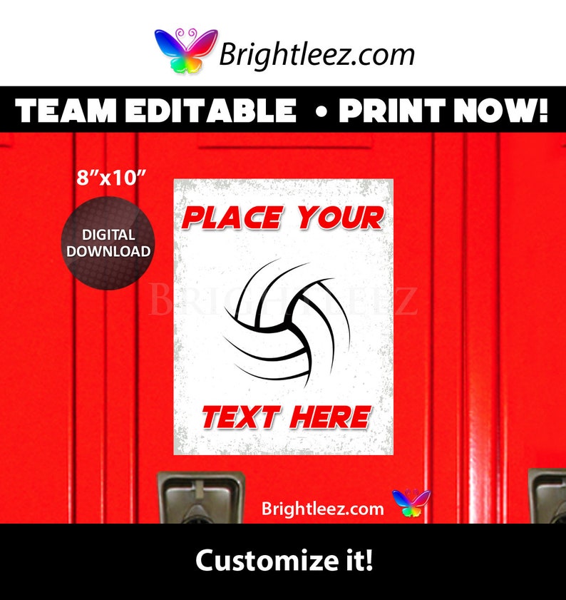 Personalized Volleyball Poster, Locker Sign and Hotel Door Sign in ...