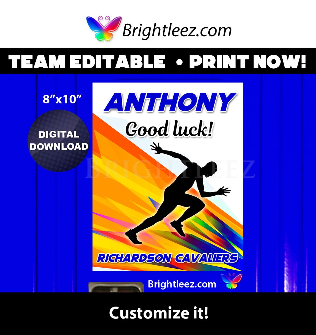 Track and Cross Country Locker Sign & Hotel Door Sign With Male Runner ...