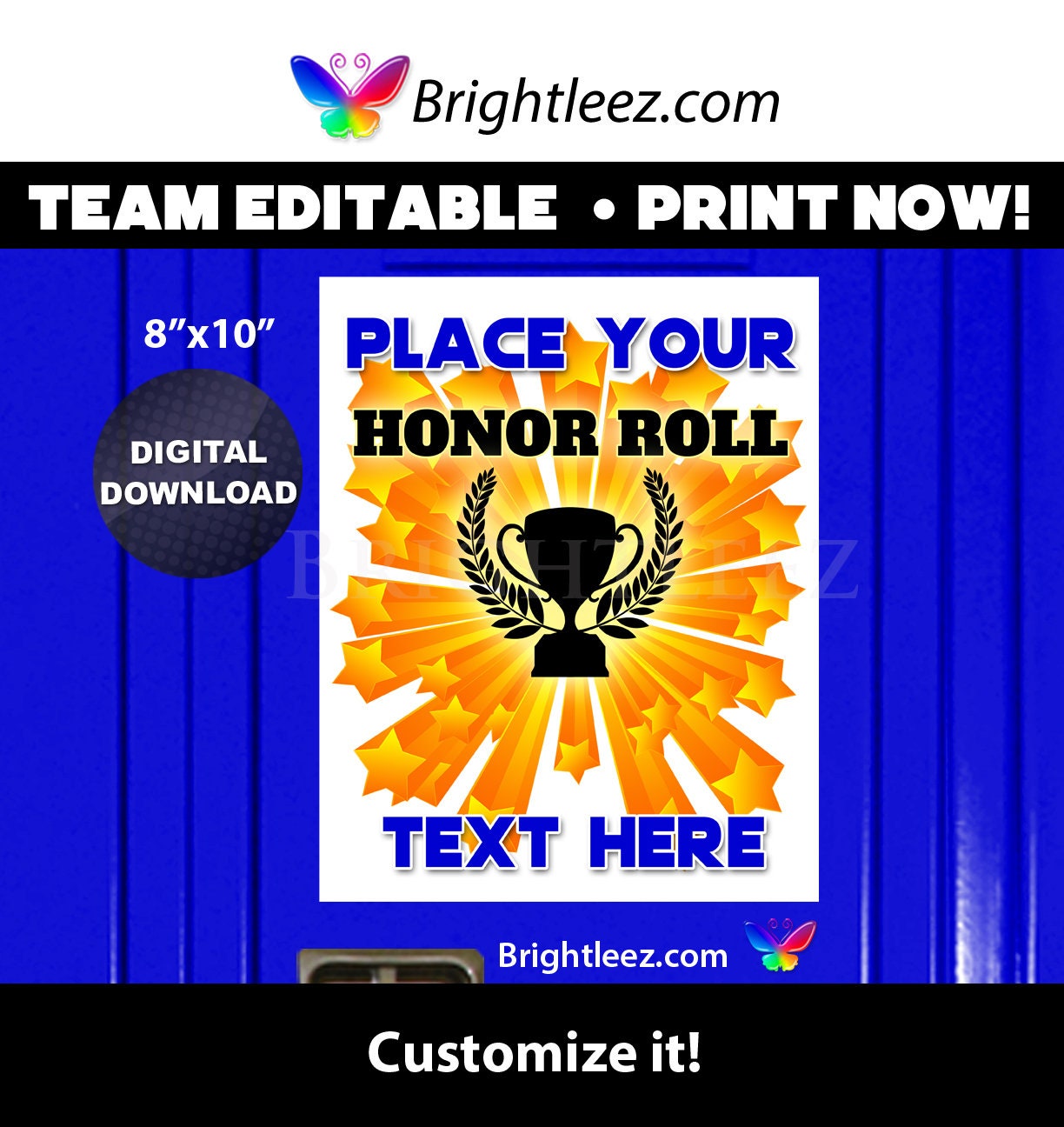 Personalized Honor Roll Poster, Locker Sign and Hotel Door Sign With ...