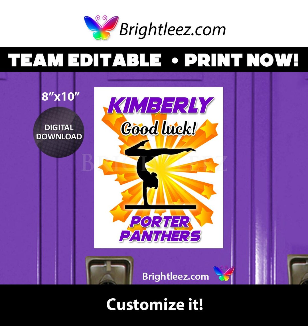 Personalized Gymnastics Poster, Locker Sign and Hotel Door Sign With ...