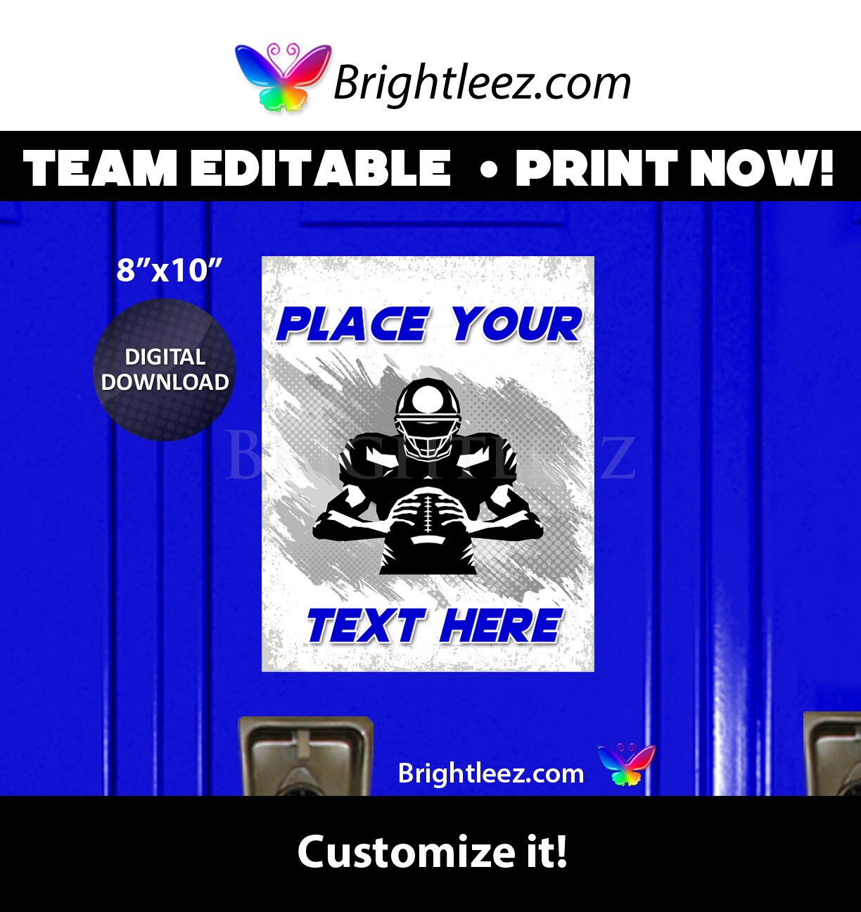 Personalized Football Poster Locker Sign and Hotel Door Sign - Etsy