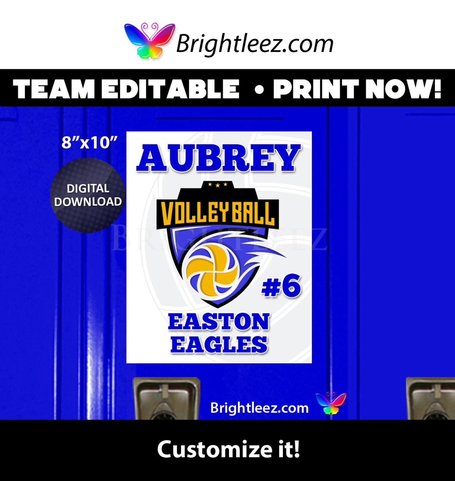 Personalized Volleyball Locker Sign and Hotel Door Sign in Logo Style ...