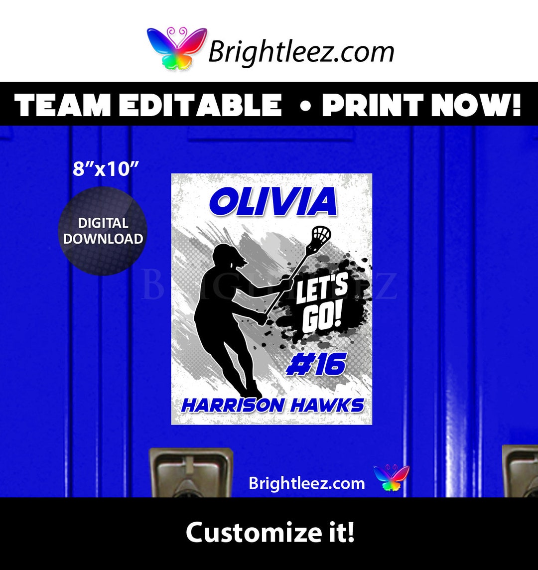 Personalized Girls Lacrosse Poster, Locker Sign and Hotel Door Sign ...