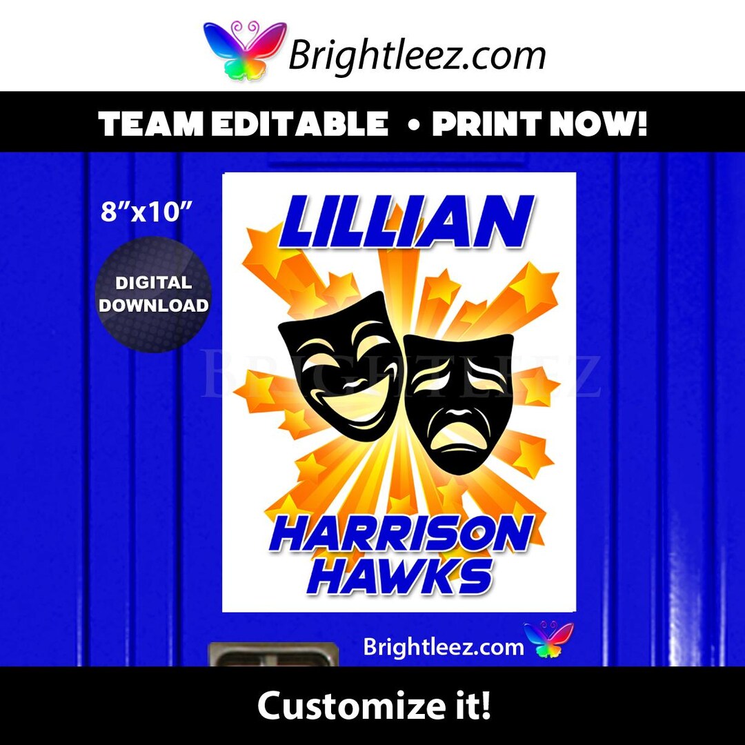 Personalized Drama Club Poster, Locker Sign and Hotel Door Sign With ...