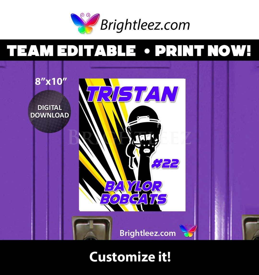 Personalized Football Poster, Locker Sign, Hotel Door Sign to ...