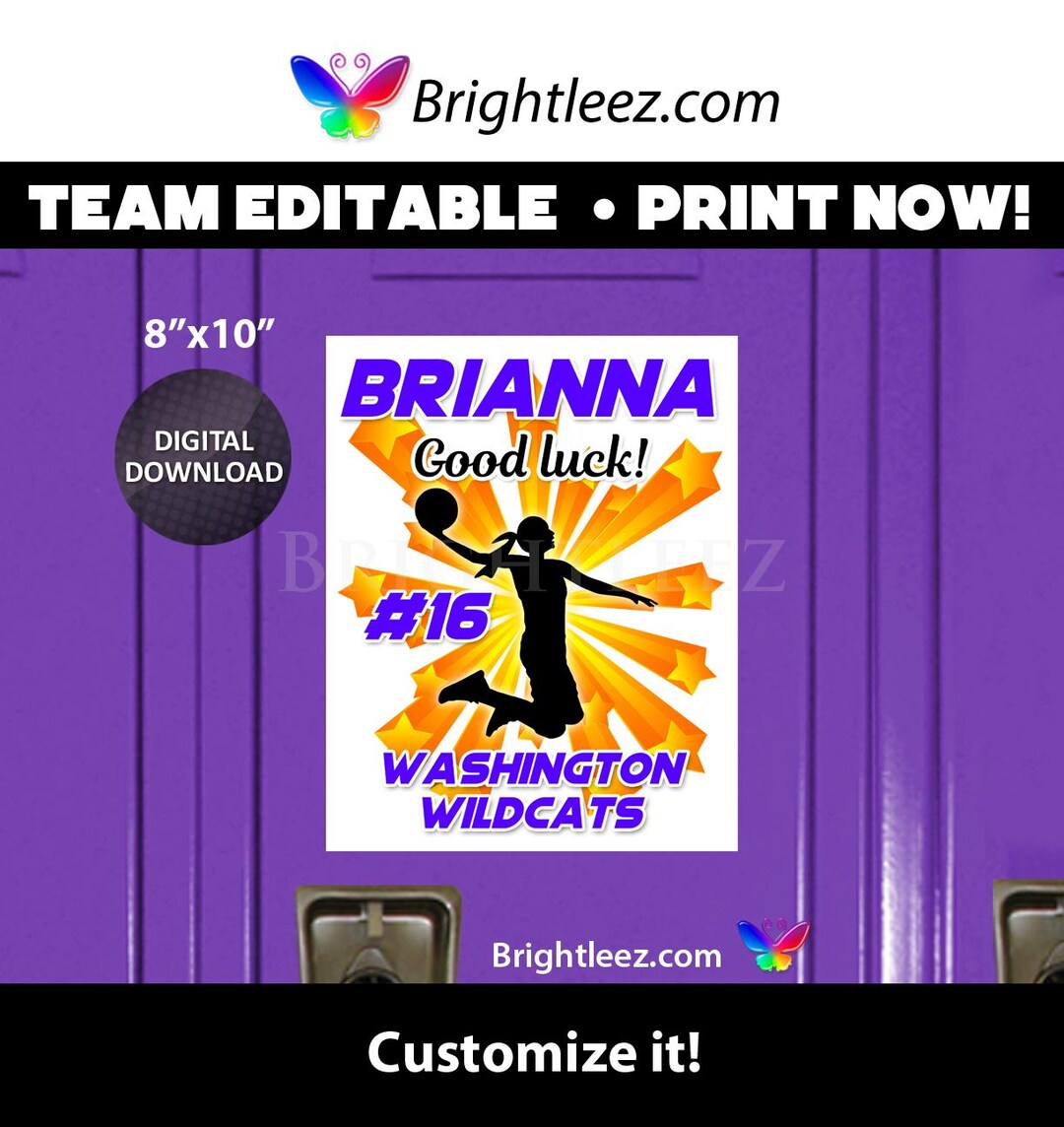 Personalized Girls Basketball Poster, Locker Sign and Hotel Door Sign ...