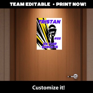 Personalized Football Poster, Locker Sign, Hotel Door Sign to ...