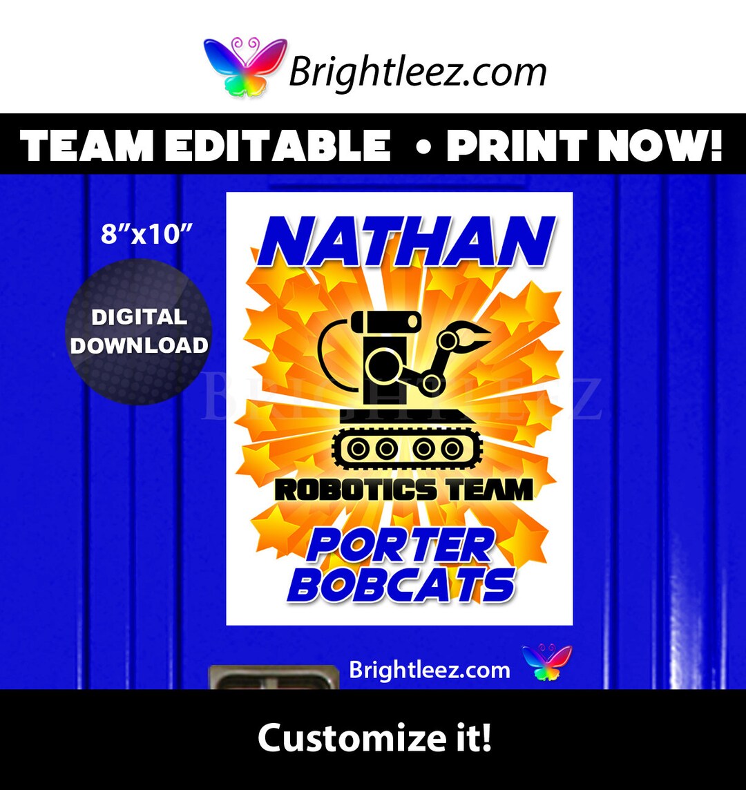 Personalized Robotics Team Poster Locker Sign and Hotel Door - Etsy
