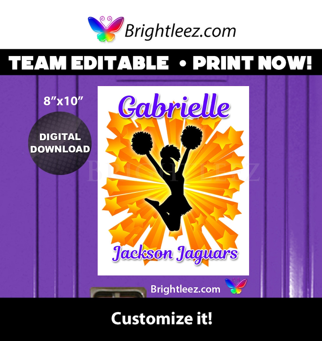 Personalized Cheerleader Poster, Locker Sign and Hotel Door Sign With ...