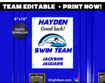 Personalized Girls Swim Team Locker Sign and Hotel Door Sign With ...