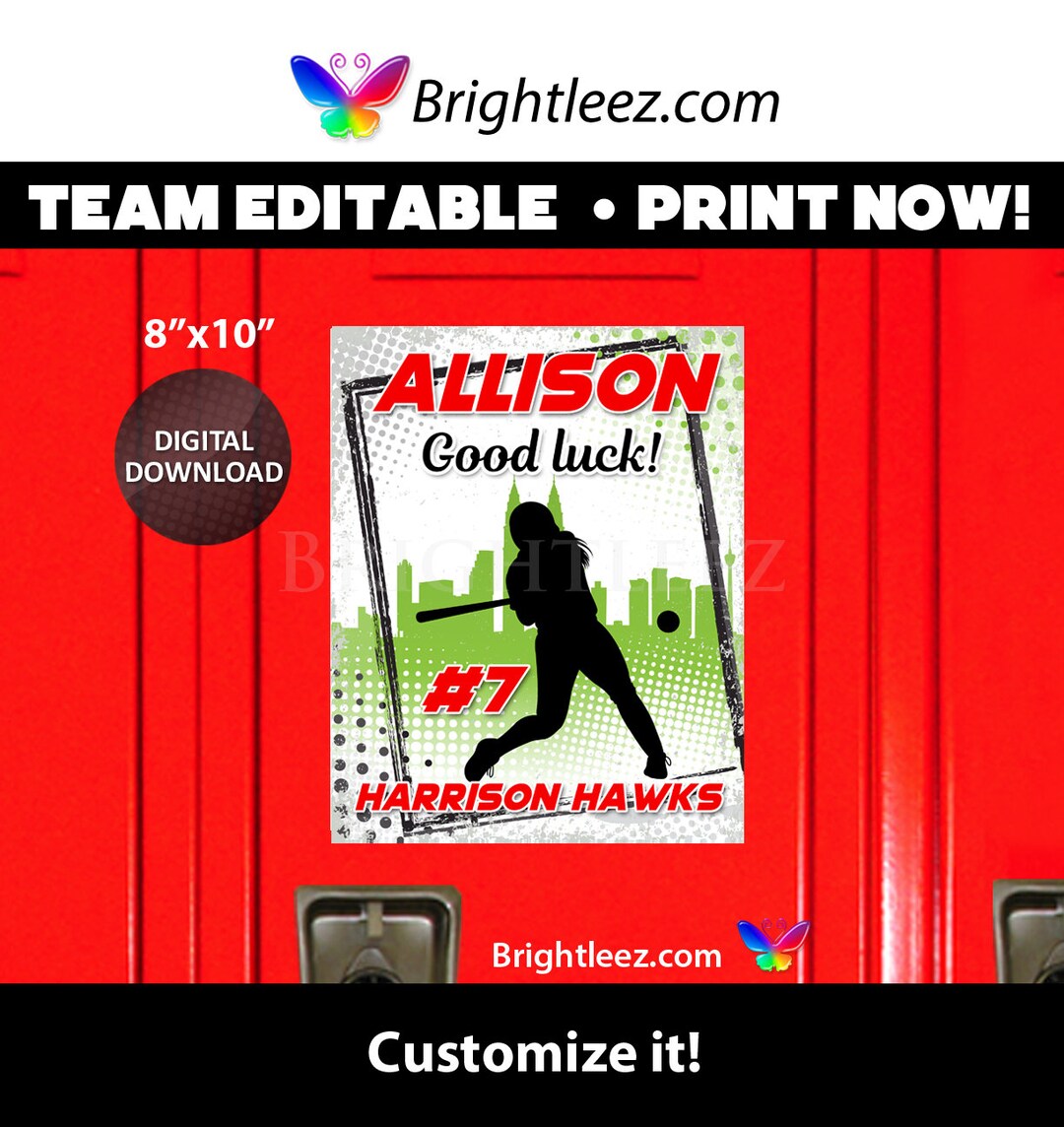 Personalized Softball Locker Sign and Hotel Door Sign With Batter in ...