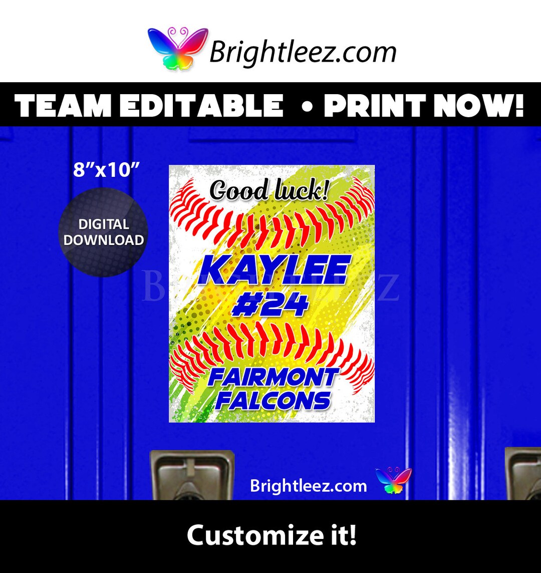 Personalized Softball Locker Sign and Hotel Door Sign in Grunge Style ...