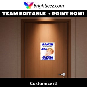 Personalized Basketball Poster, Locker Sign and Hotel Door Sign With ...