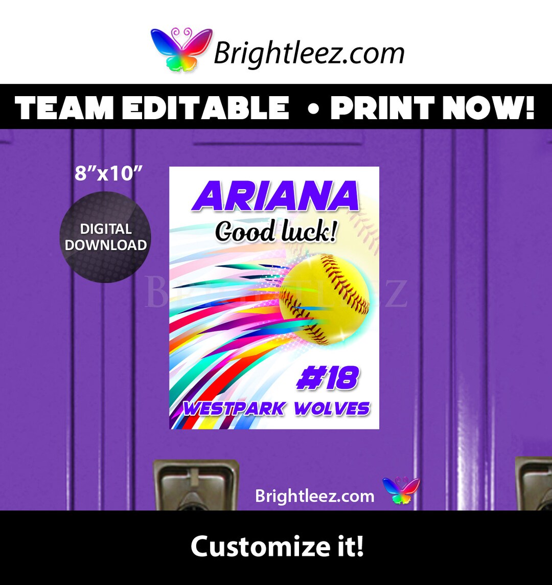 Personalized Softball Poster, Locker Sign and Hotel Door Sign in ...