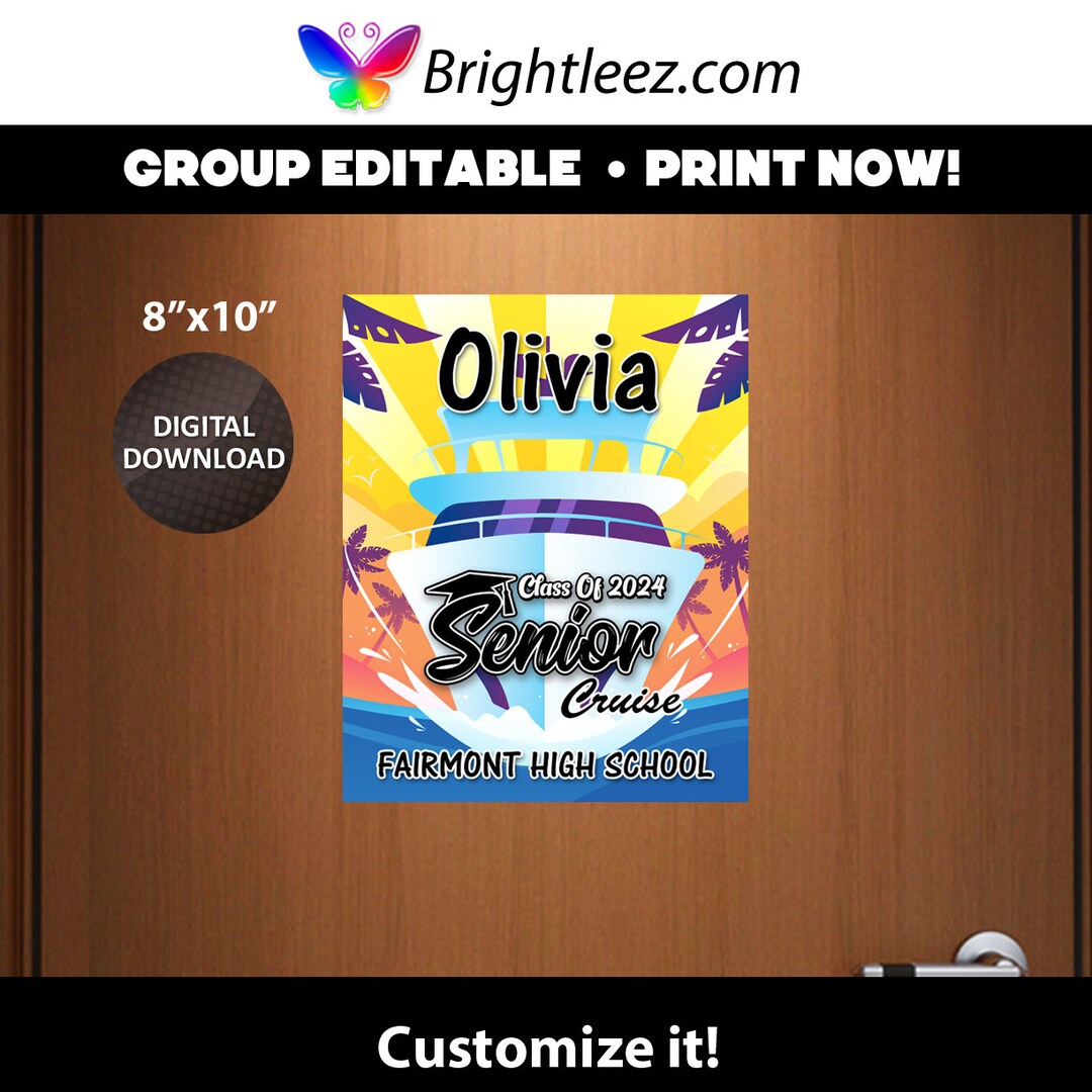 Senior Class Cruise Poster for 2024, Personalized Senior Class Door ...