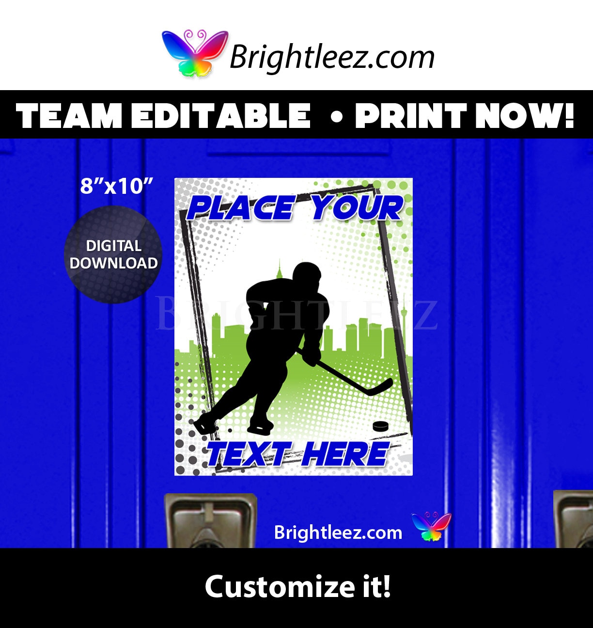 Personalized Hockey Poster, Locker Sign and Hotel Door Sign With Hockey ...