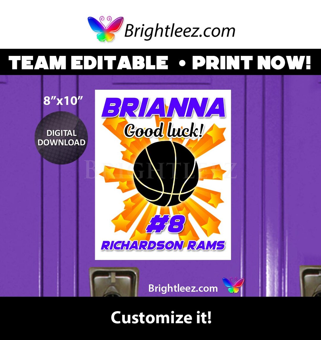 Personalized Basketball Poster, Locker Sign and Hotel Door Sign With ...
