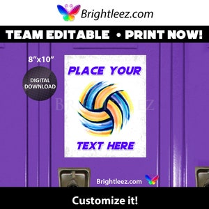 Personalized Volleyball Poster, Locker Sign and Hotel Door Sign in ...