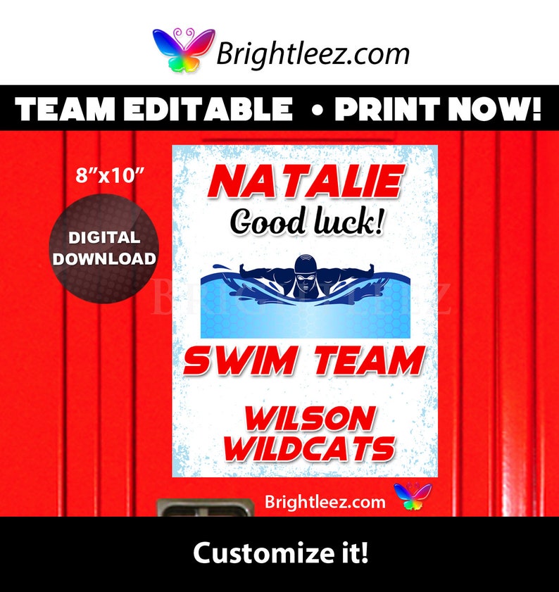 Personalized Girls Swim Team Locker Sign and Hotel Door Sign With ...