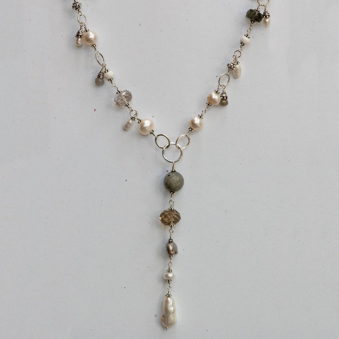 Ivory Pearl Long Charm Necklace - Etsy