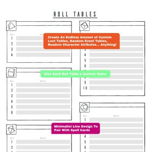 Custom Roll Tables for D&d 5E // Form-fillable - Etsy