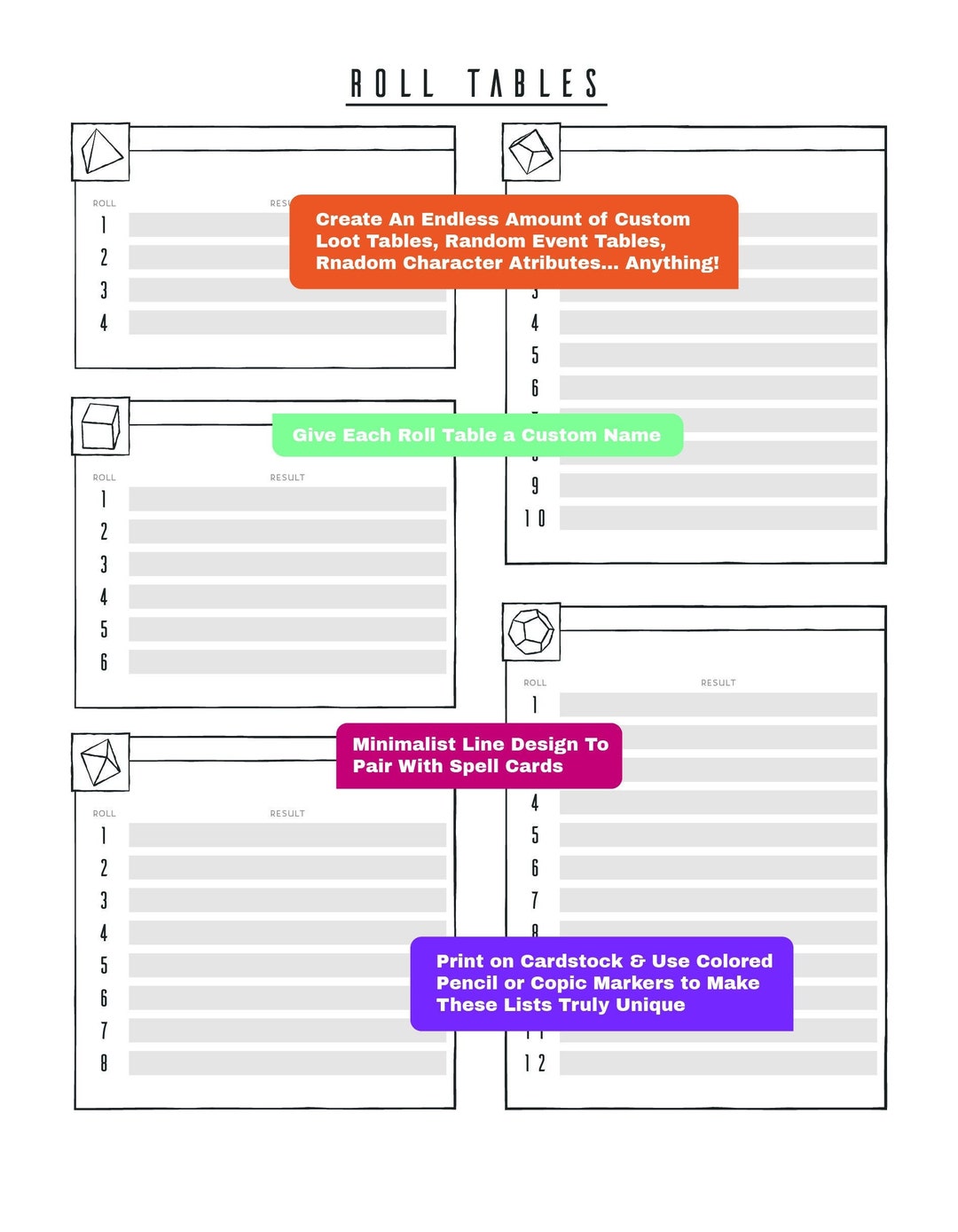 Custom Roll Tables for D&d 5E // Form-fillable - Etsy