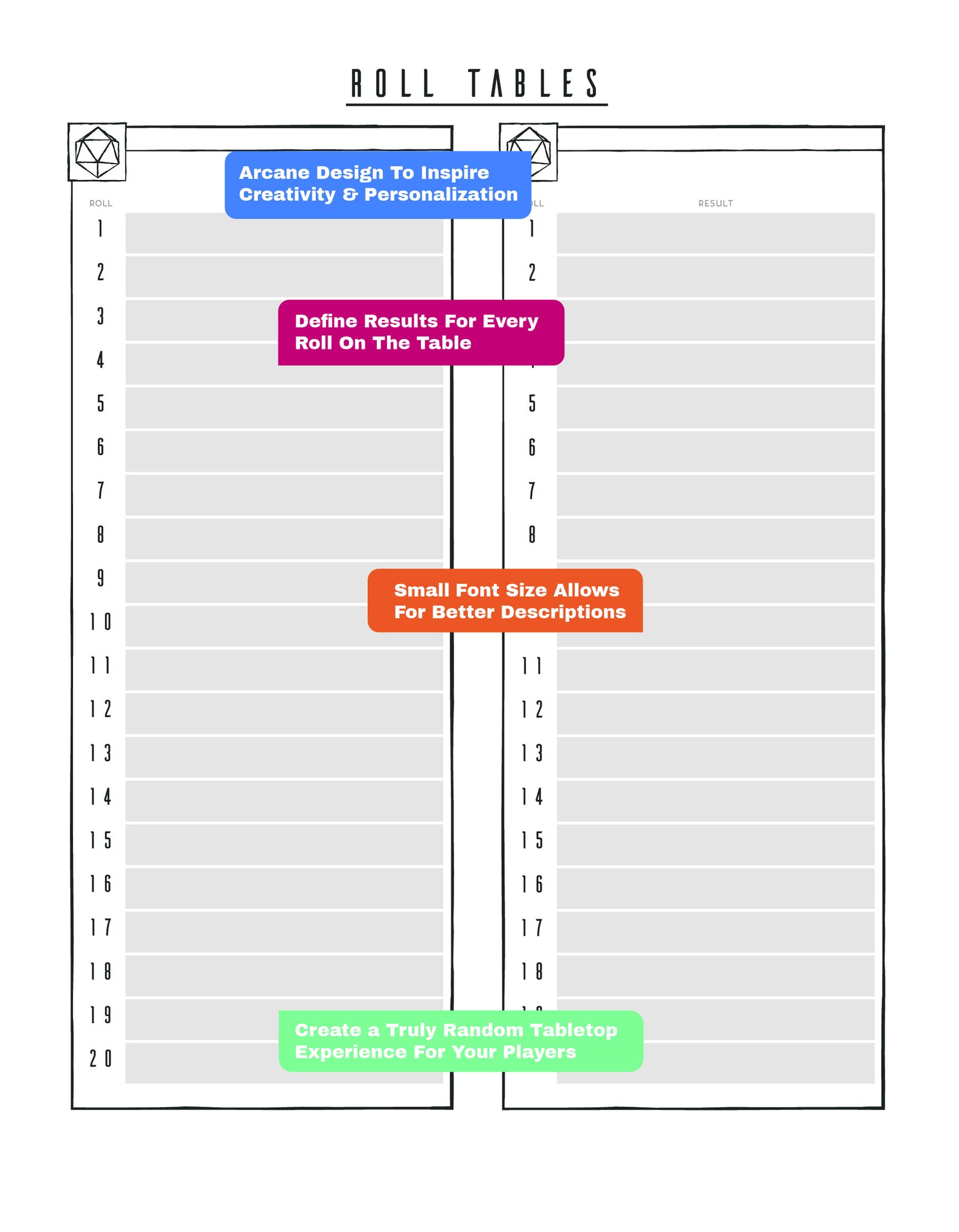 Custom Roll Tables for D&d 5E // Form-fillable - Etsy