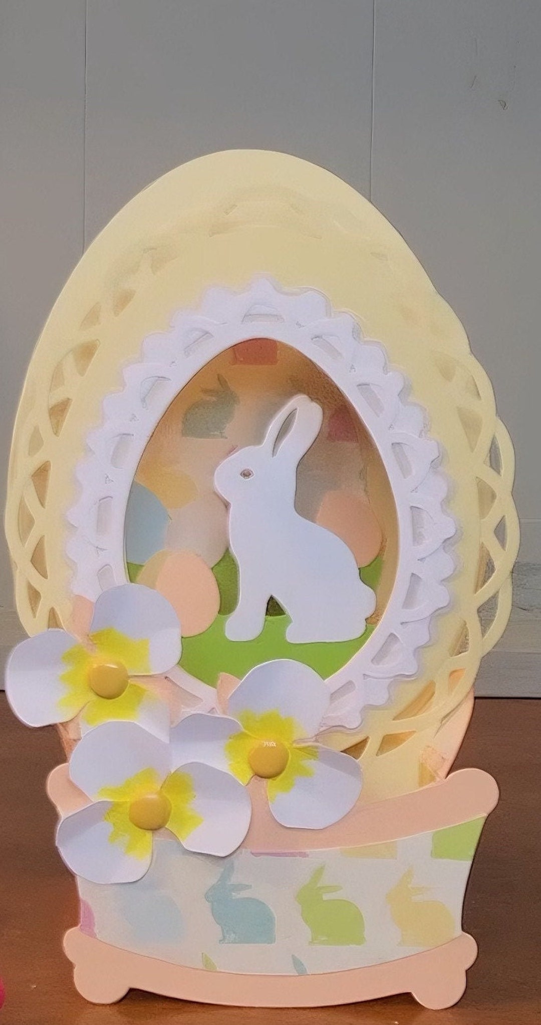 Easter Bunny Basket 3D Card - Etsy