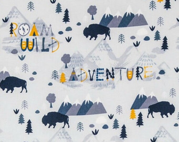 Roam Wild Adventure Fabric - Mountains - Buffalo - Outdoors ...