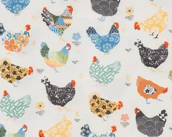 French Country Rooster Fabric Chickens Roses Farm France Fabric ...