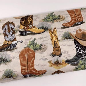 Cowboy Boots & Hats Fabric: Horses, Cactus, Cowgirl, Dude Ranch ...